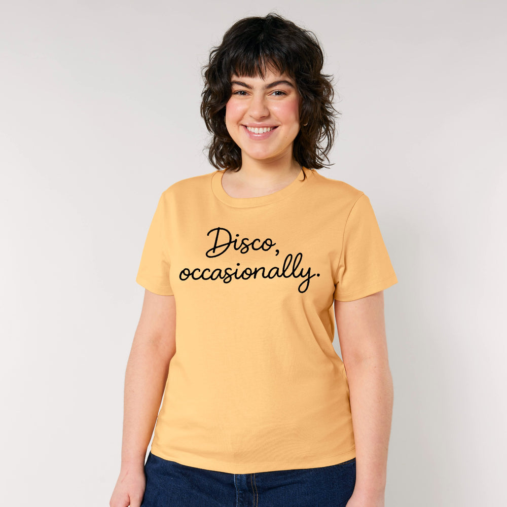 'DISCO, OCCASIONALLY' embroidered premium organic women's classic fit