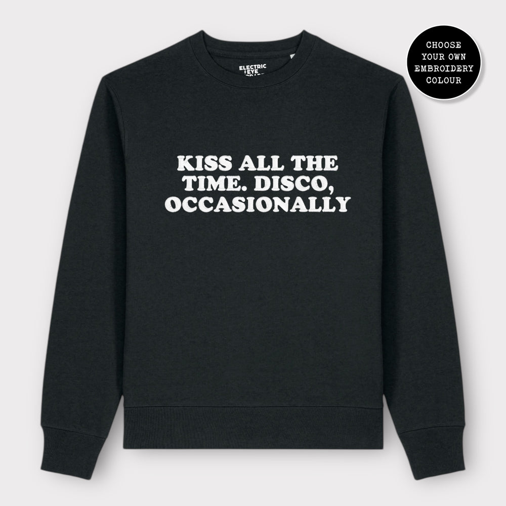 Unisex 'KISS ALL THE TIME. DISCO, OCCASIONALLY' embroidered organic co